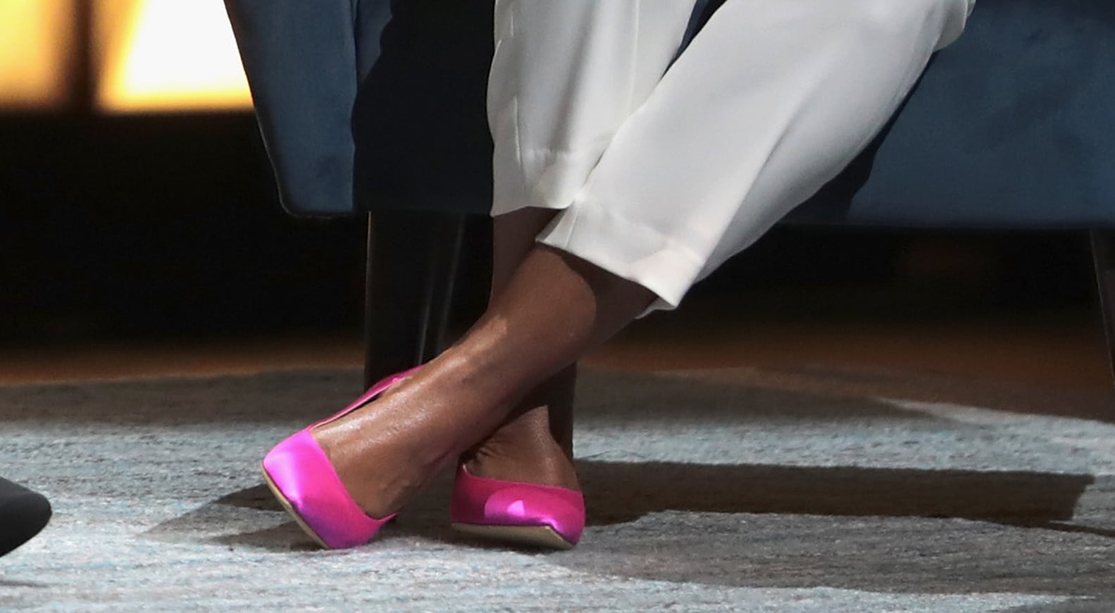 Michelle Obama Sequin Top and Pink Heels With Oprah 2018 | PS Fashion