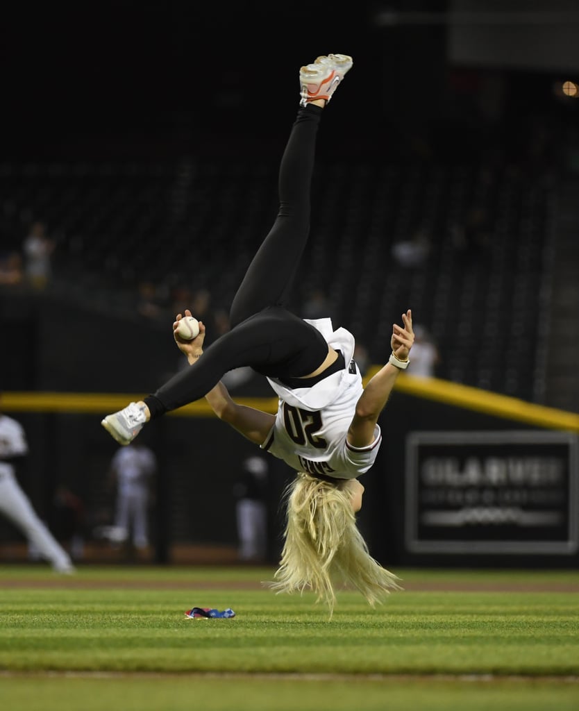 Watch Gymnast Jade Carey Flip Into First Pitch at MLB Game | POPSUGAR ...