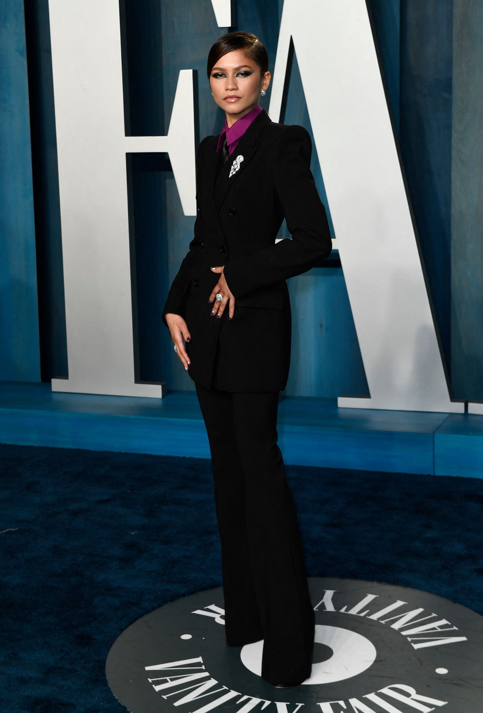 Zendaya's Power Suit at Vanity Fair's Oscars Party | Photos | PS Fashion