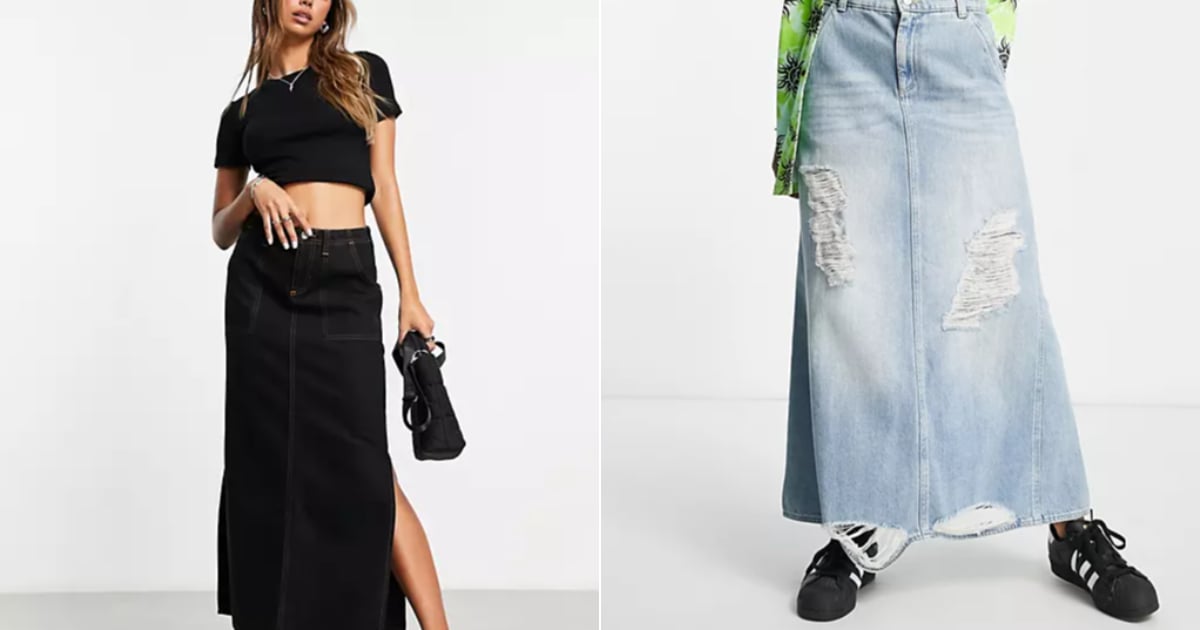 Our Favorite Denim Midi and Maxi Skirts | POPSUGAR Fashion