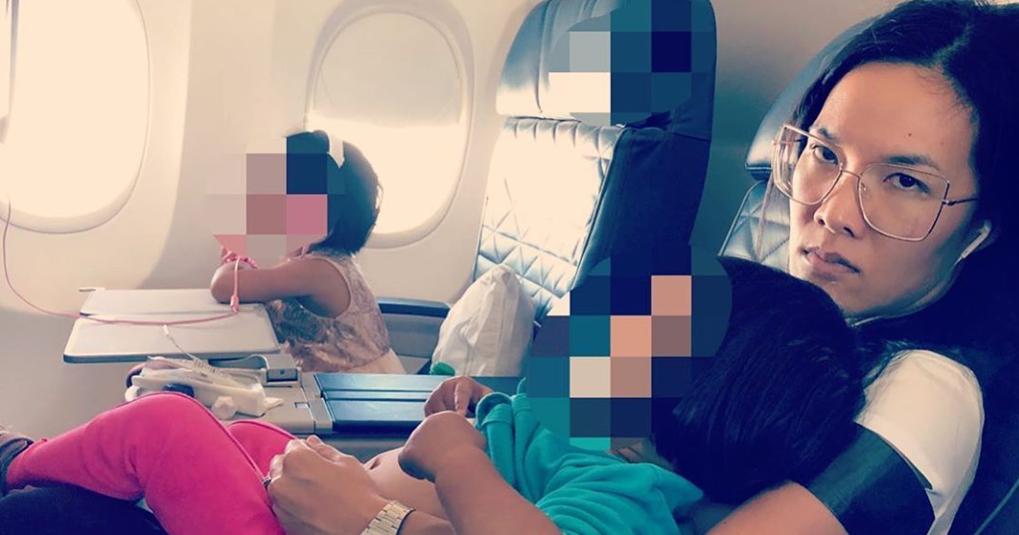 Ali Wong Instagram of Traveling on a Plane With Her 2 Kids | PS Family