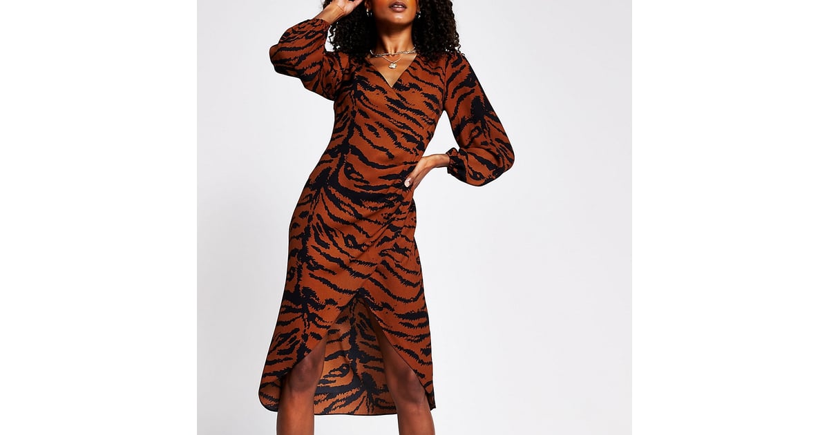 River Island Andimal Wrap Midi Dress | The Best Dresses of Fall 2020 ...