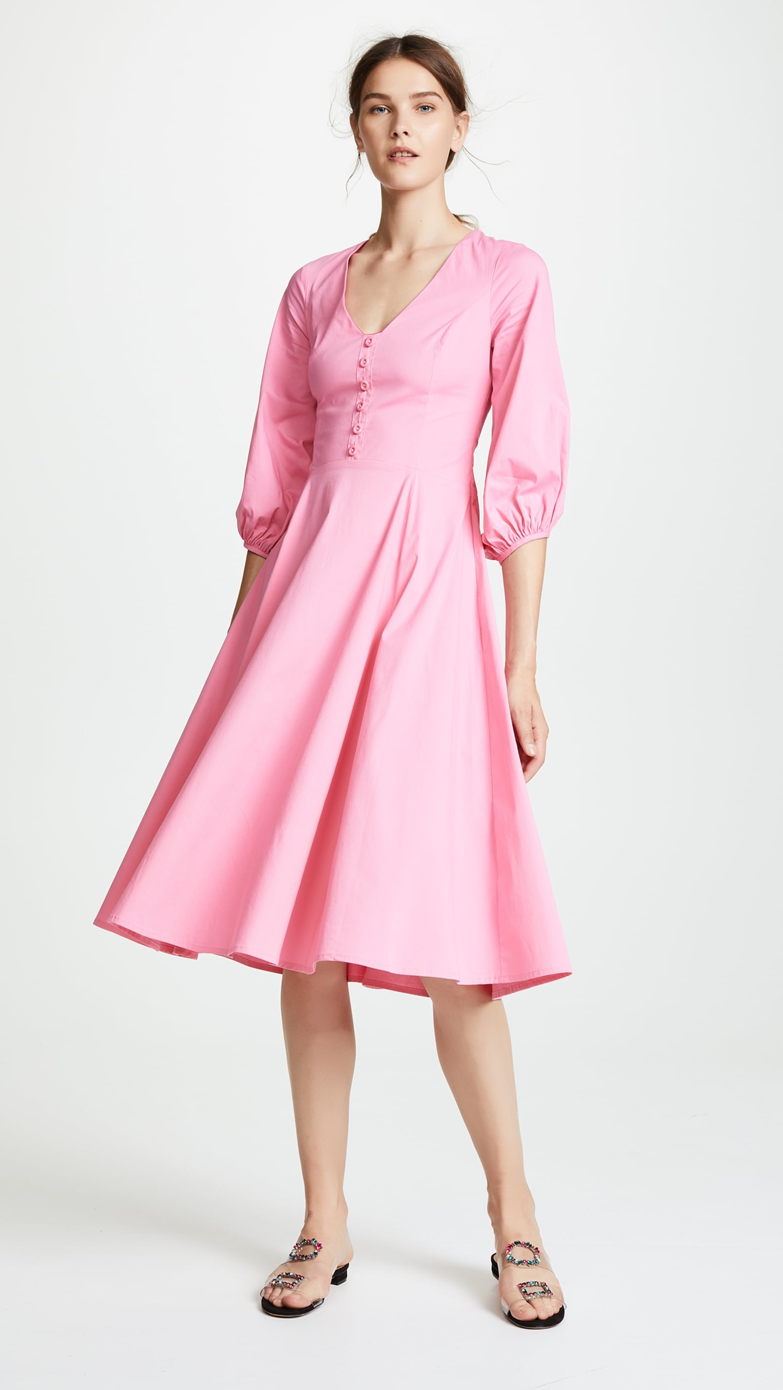 Victoria Beckham Pink Dress in NYC 2018 | PS Fashion