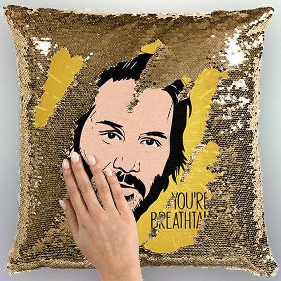Keanu Reeves Sequin Pillow on Etsy — "You're Breathtaking" | POPSUGAR ...