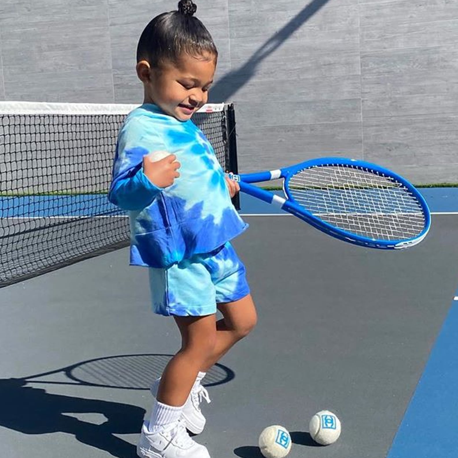 Stormi Webster Wore a Stylish Blue Tie-Dye Loungewear Set | PS Fashion