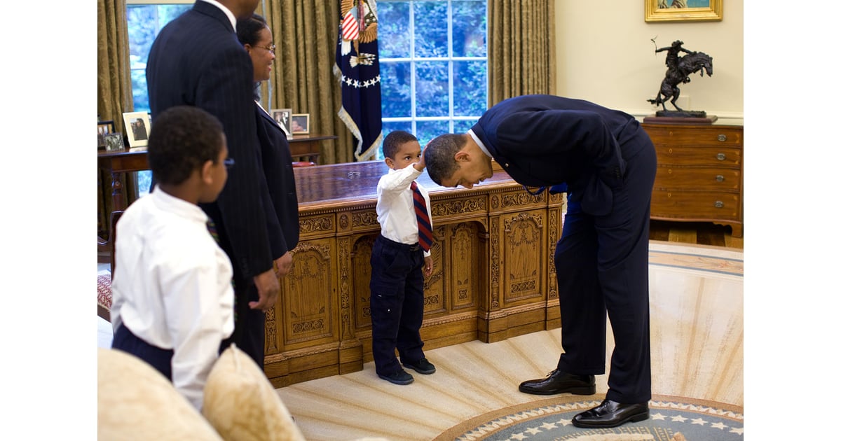 Obliging when the son of a staffer wants to see if the president's hair ...