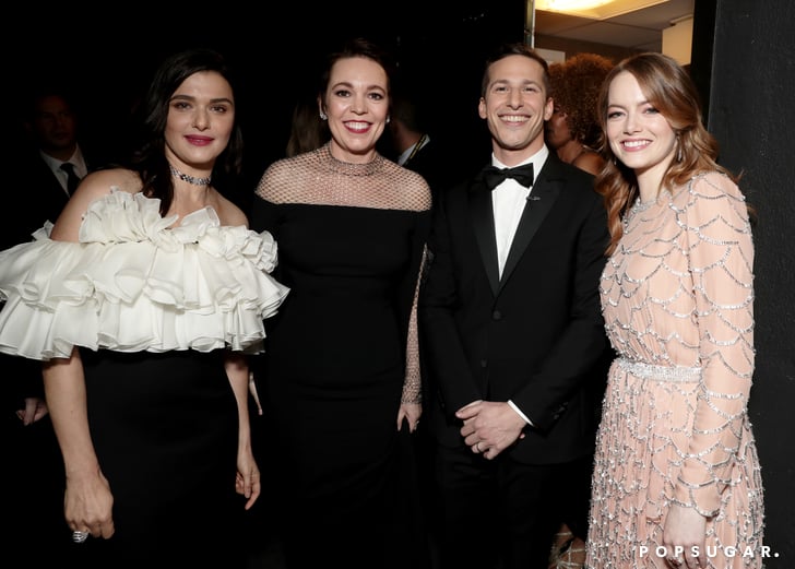 Pictured: Rachel Weisz, Olivia Colman, Andy Samberg, and Emma Stone ...