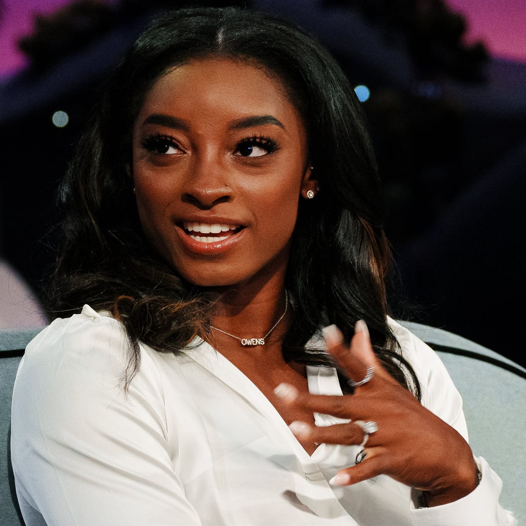 Simone Biles Wears a White Halter Crisscross Corset Top | PS Fashion