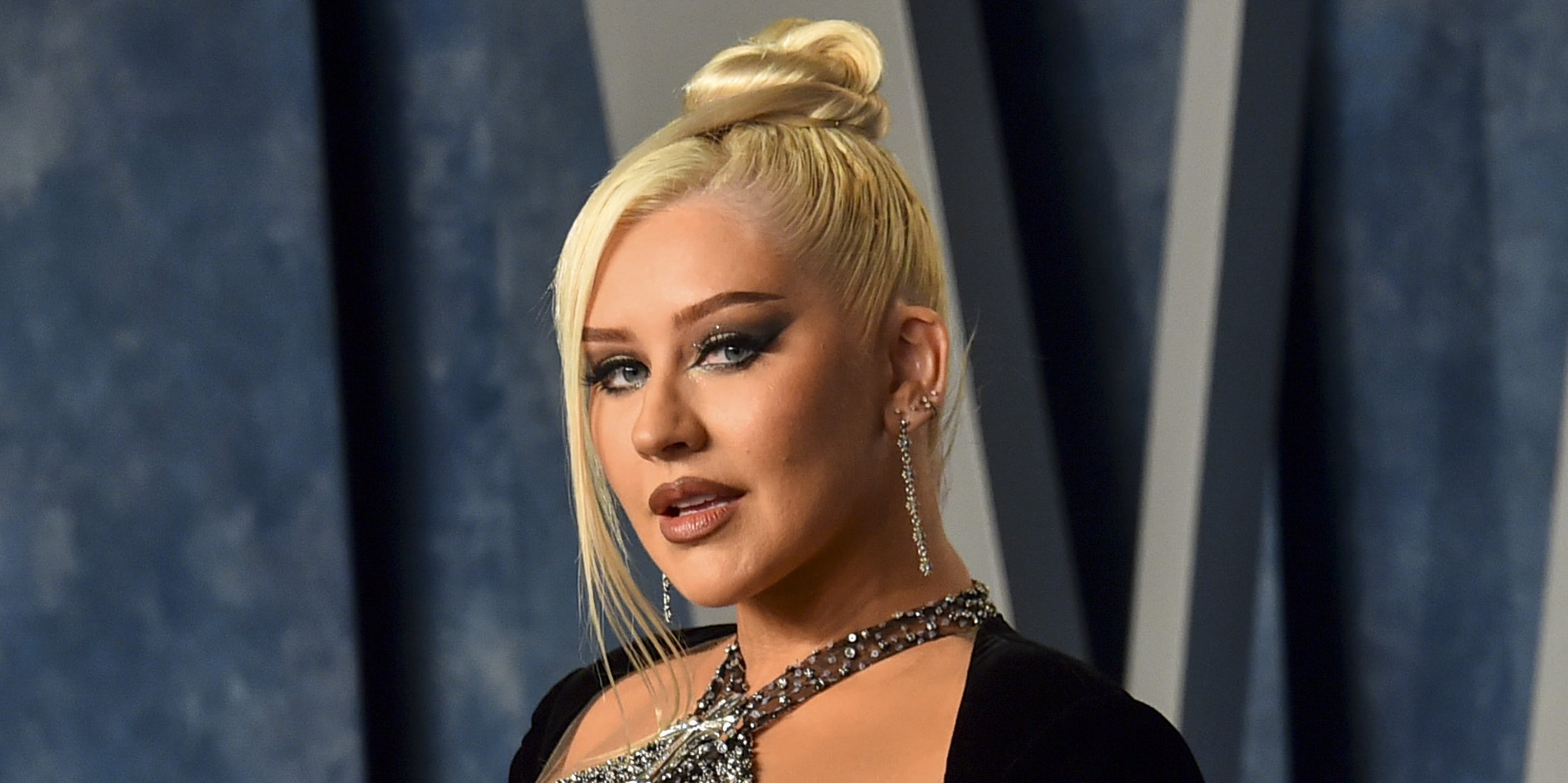 Christina Aguilera Wears a Pink Sparkly Handbag Miniskirt | POPSUGAR ...