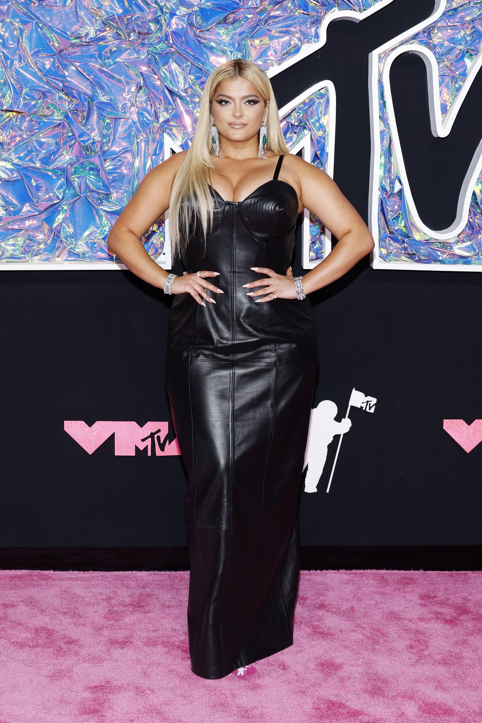 Bebe Rexhas Leather Butt Cutout Dress At The 2023 Mtv Vmas Ps Fashion