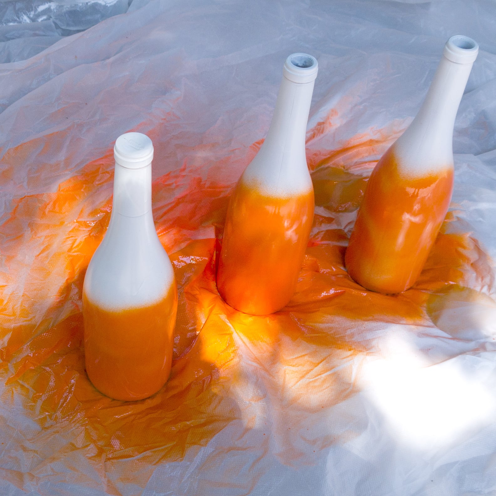 DIY Candy Corn Spray-Painted Bottles | PS Smart Living