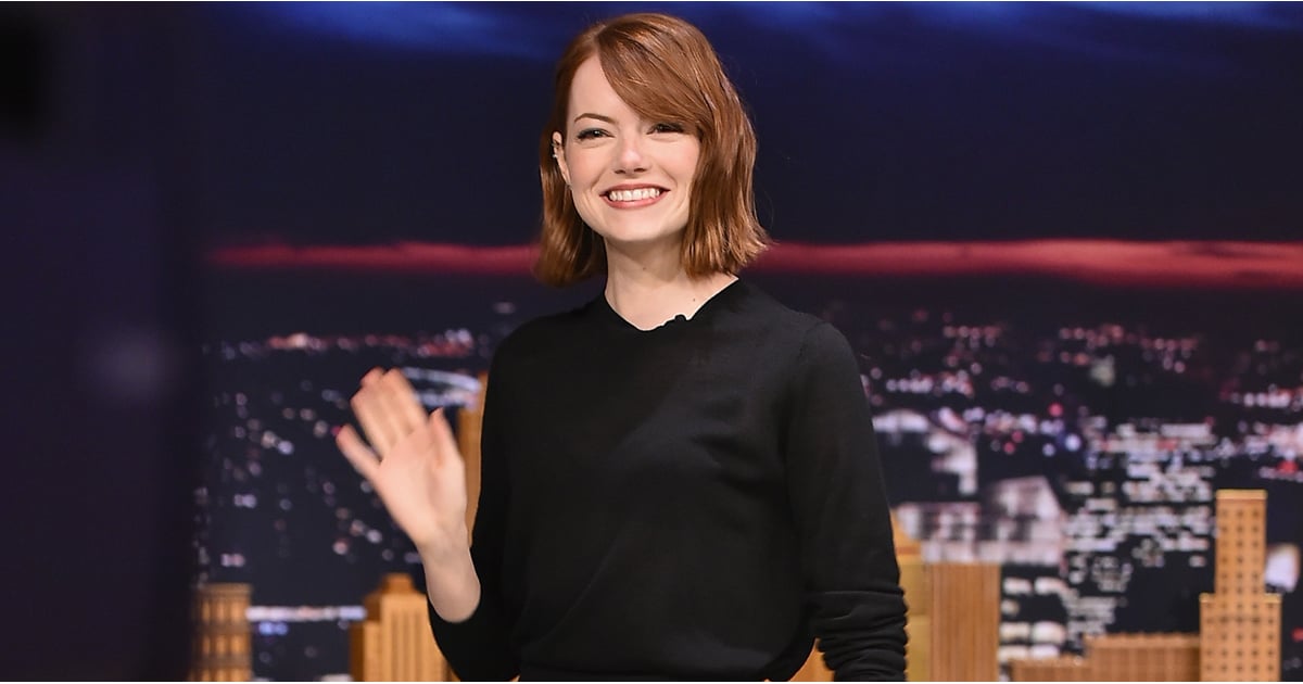 Emma Stone Plaid Skirt on The Tonight Show | POPSUGAR Fashion
