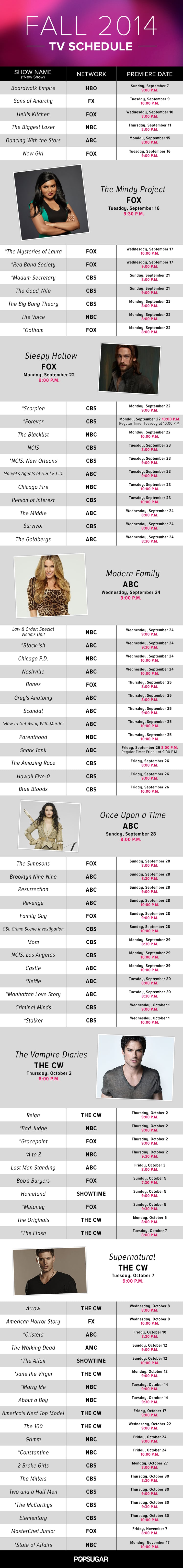 Fall TV Calendar 2014 | POPSUGAR Entertainment