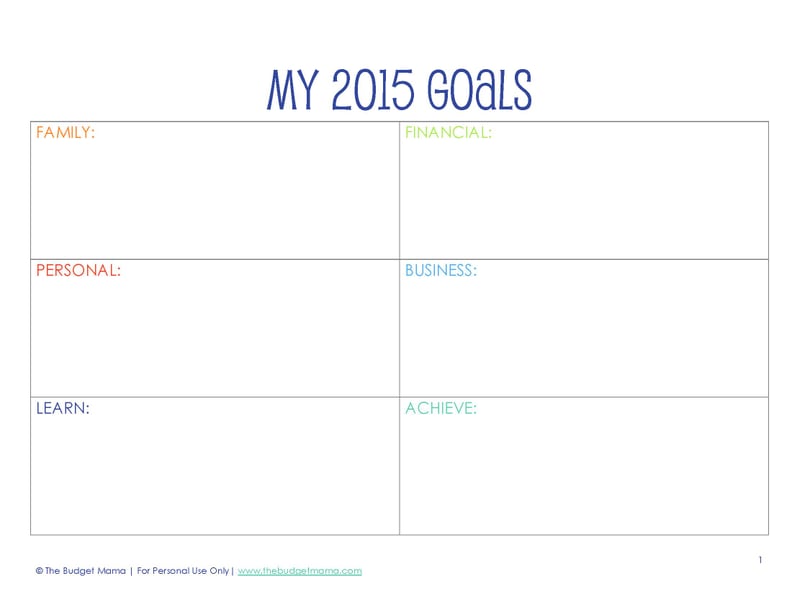 2015 New Year's Resolution Printables | PS Smart Living