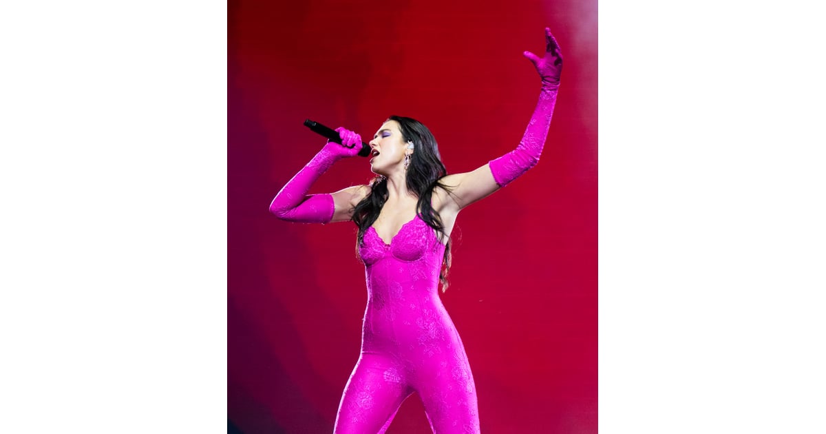 Dua Lipas Custom Balenciaga Fuchsia Catsuit Dua Lipas Future