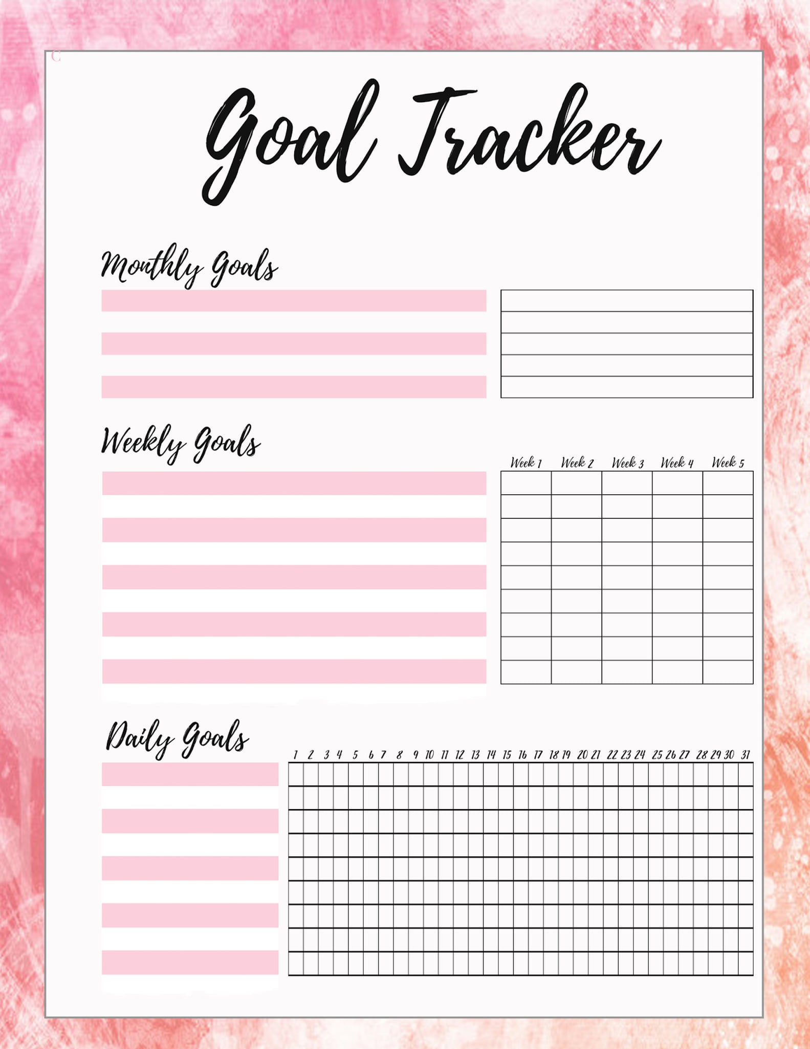 Free Printable Goal Sheets | PS Smart Living