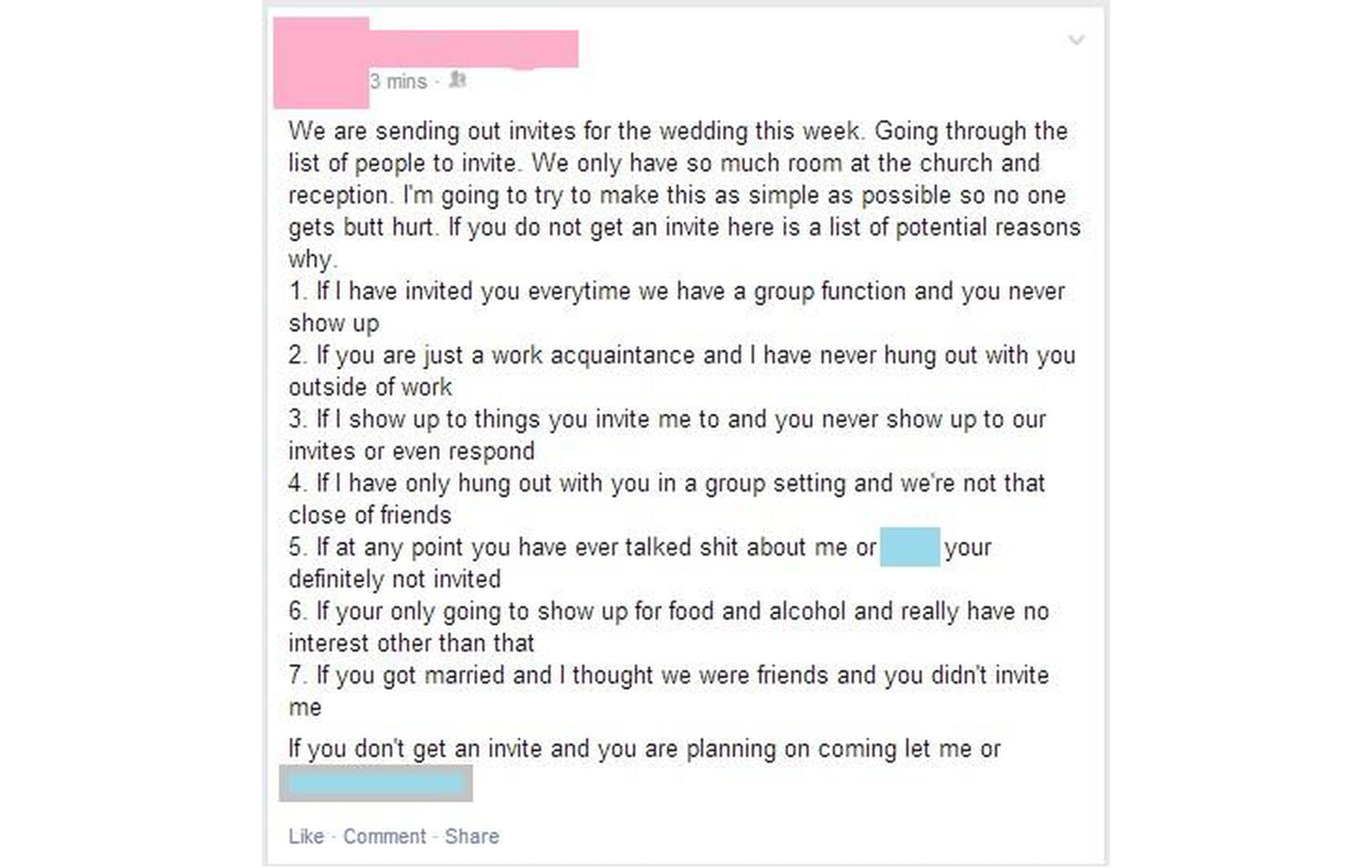 Rude Bride Facebook Status | PS Love