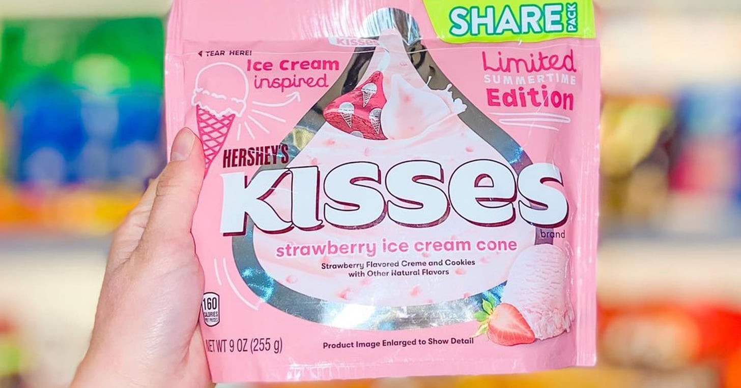 Strawberry Ice Cream Cone Hershey's Kisses Are Available Now | PS Food