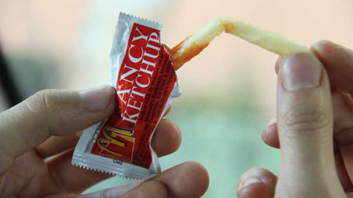open ketchup packet