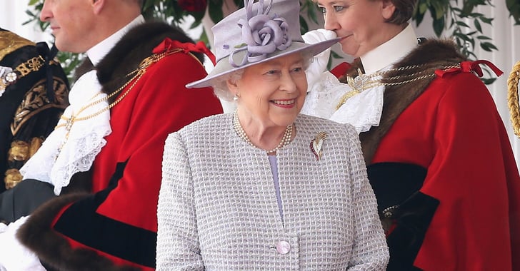 Queen Elizabeth Wearing Purple Tweed Coat | POPSUGAR Fashion