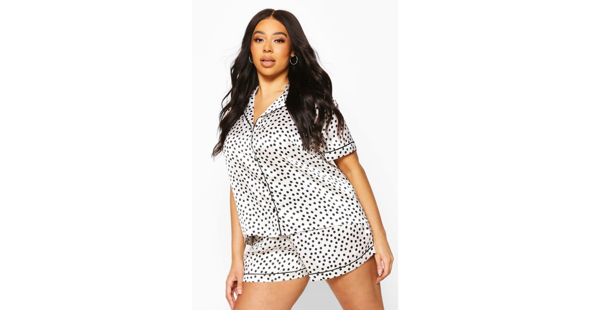 Plus Polka Dot Satin Pj Set Best Cheap Pajama Sets From Boohoo