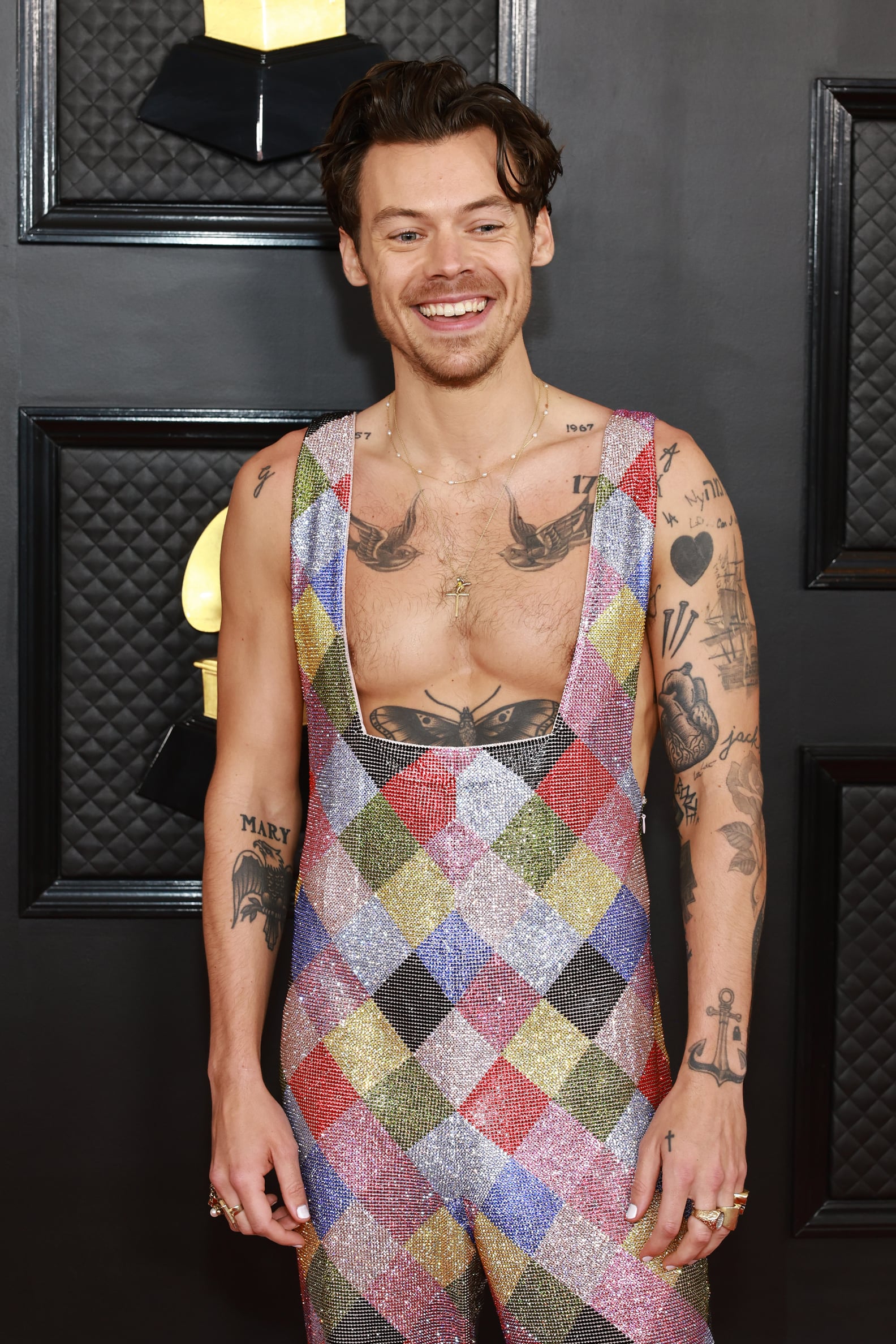 Harry Styles's Egonlab Crystal Jumpsuit at Grammys 2023 | PS Fashion