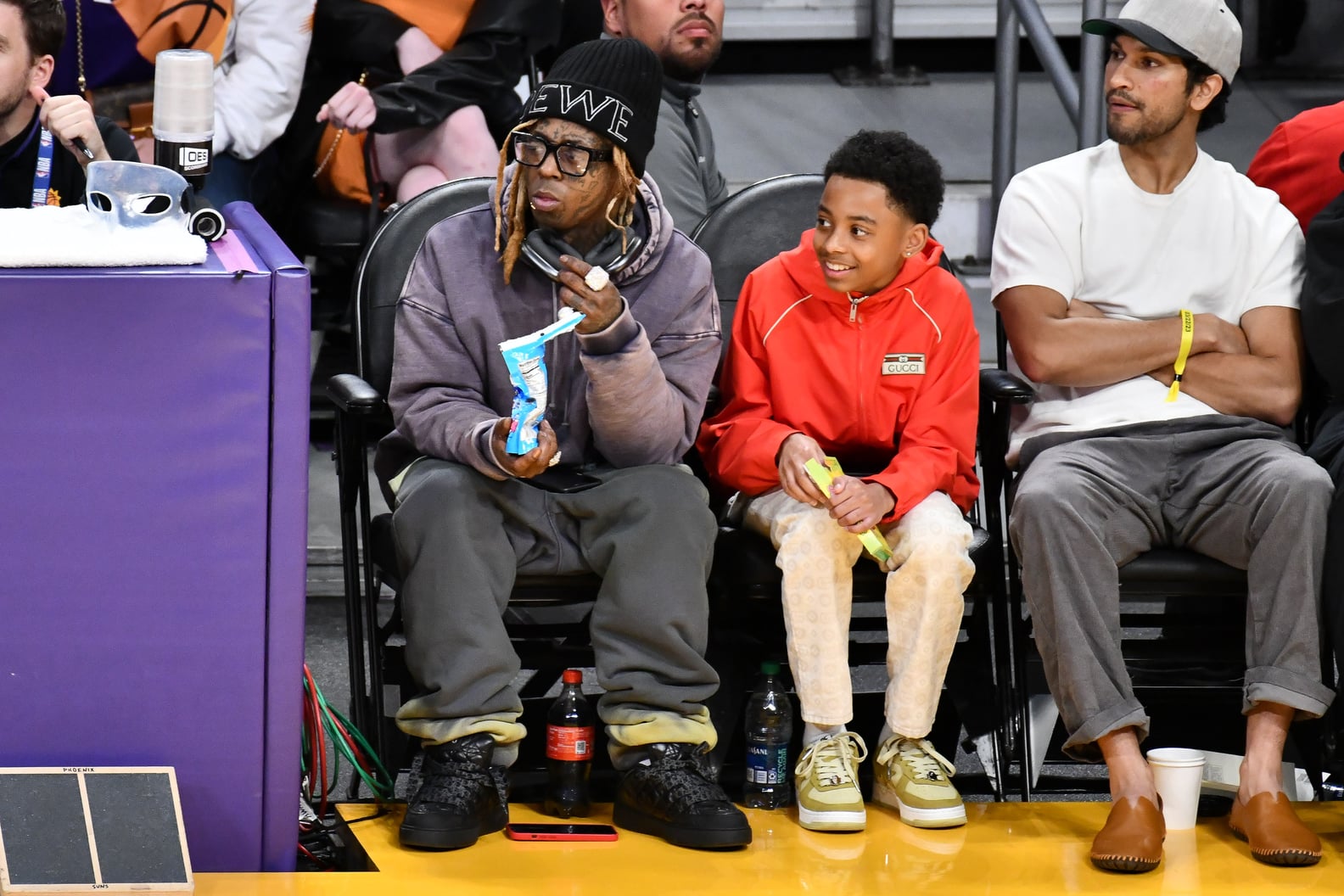 Lil Wayne and Son Kameron Carter Attend Lakers Game | POPSUGAR Celebrity