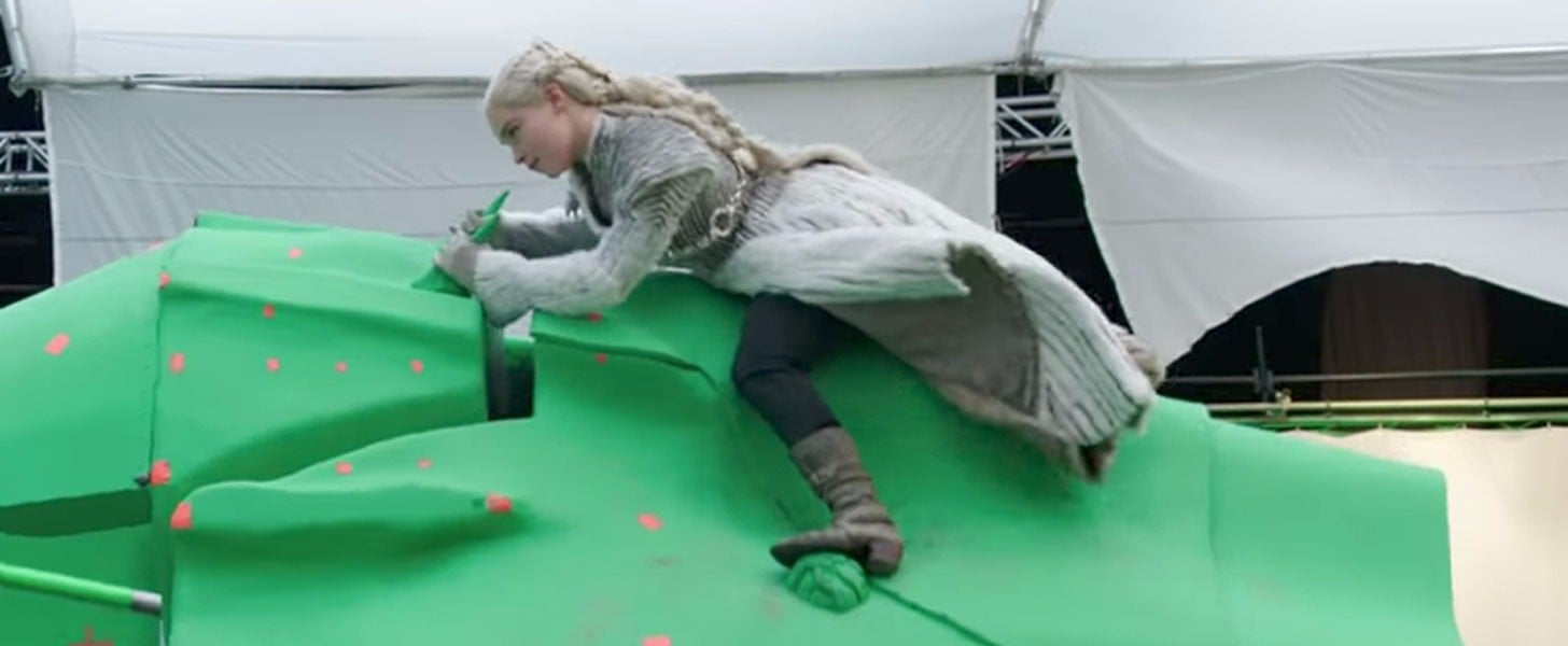 Emilia Clarke Filming Dragon Scenes on Game of Thrones Video | PS ...