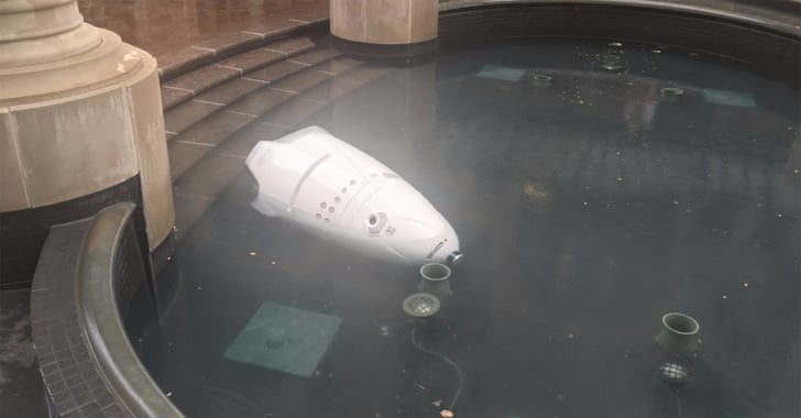 DC Robot Falls Into Fountain | POPSUGAR News
