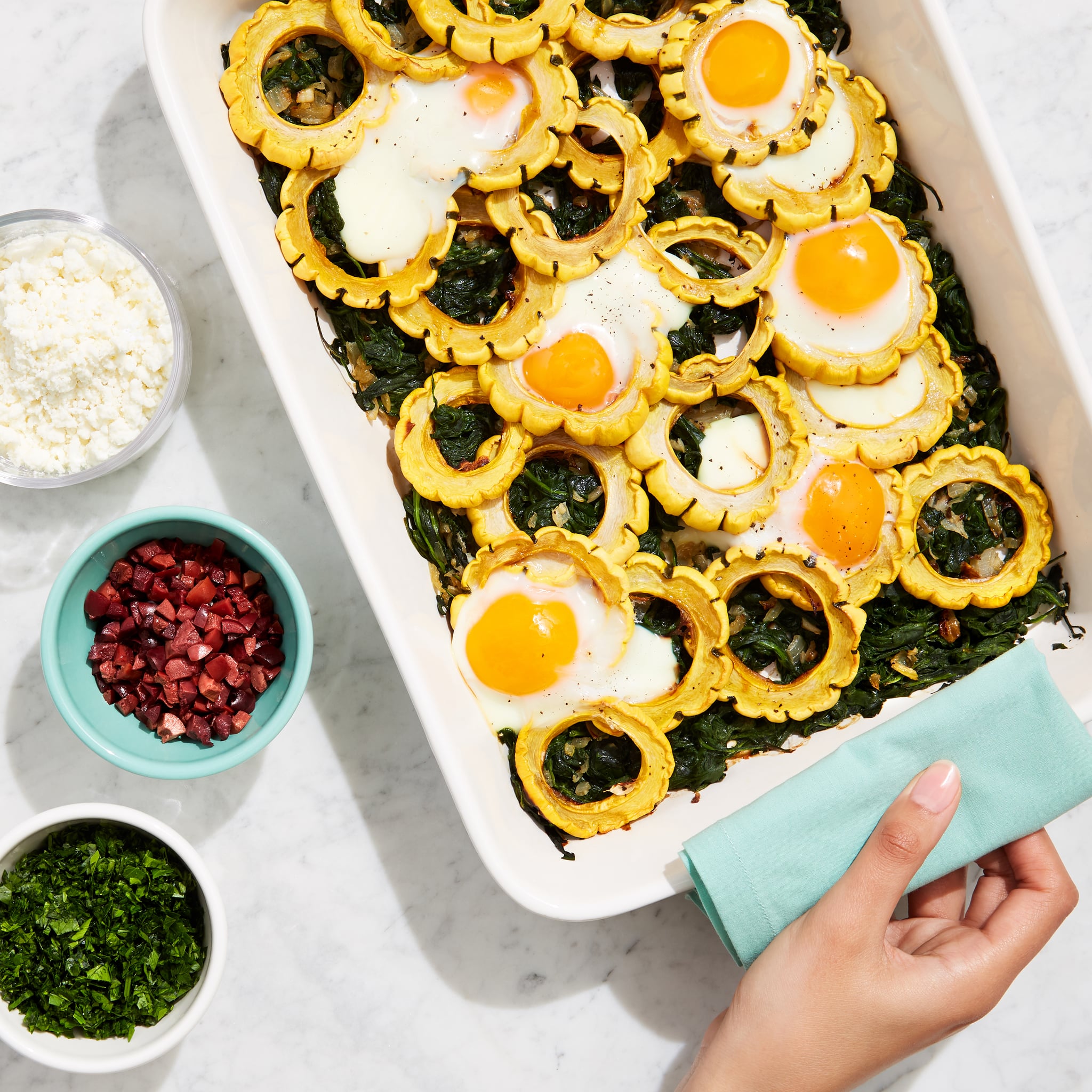 Baked Eggs With Delicata Squash, Spinach, and Feta | POPSUGAR Food