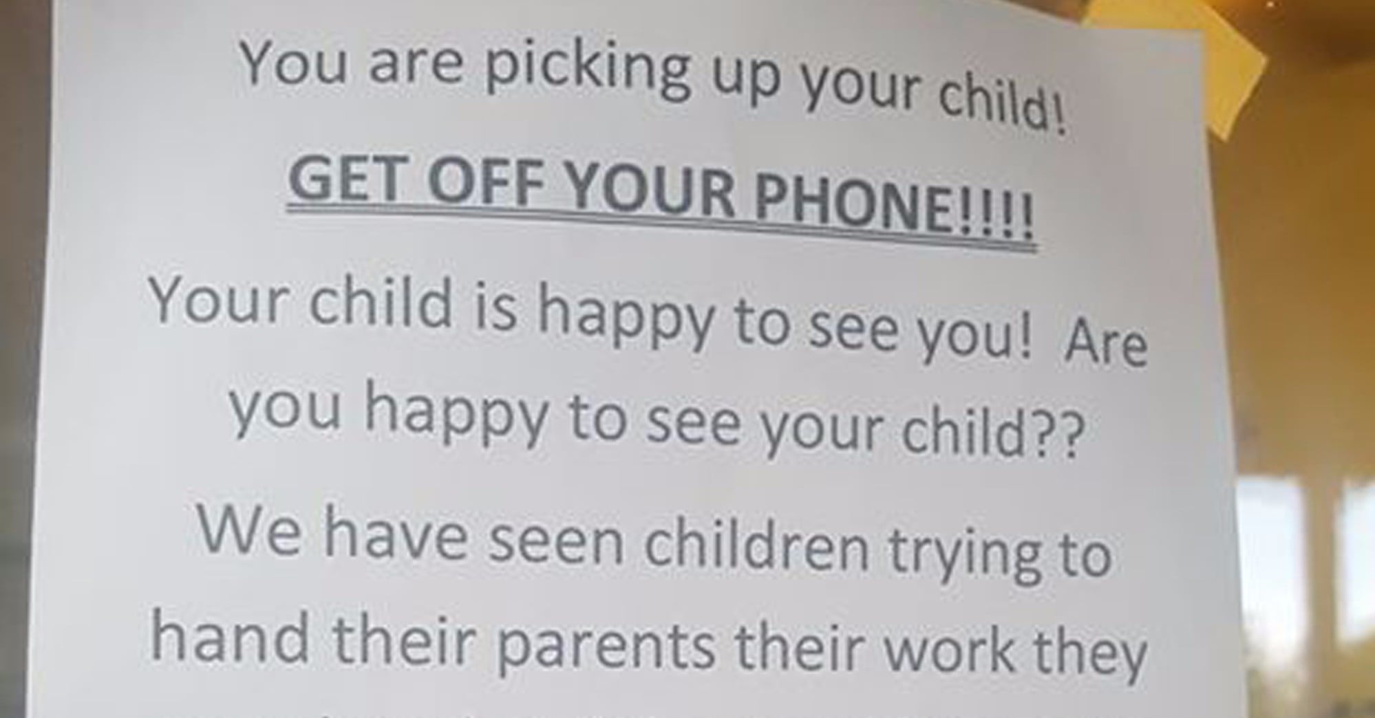 Daycare's Sign Telling Parents to Get Off Their Phones | PS Family
