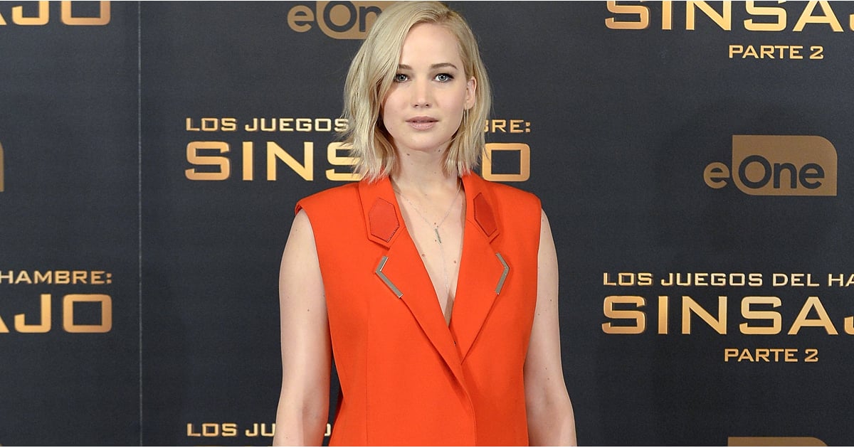 Jennifer Lawrence Wearing an Orange Vest | POPSUGAR Fashion