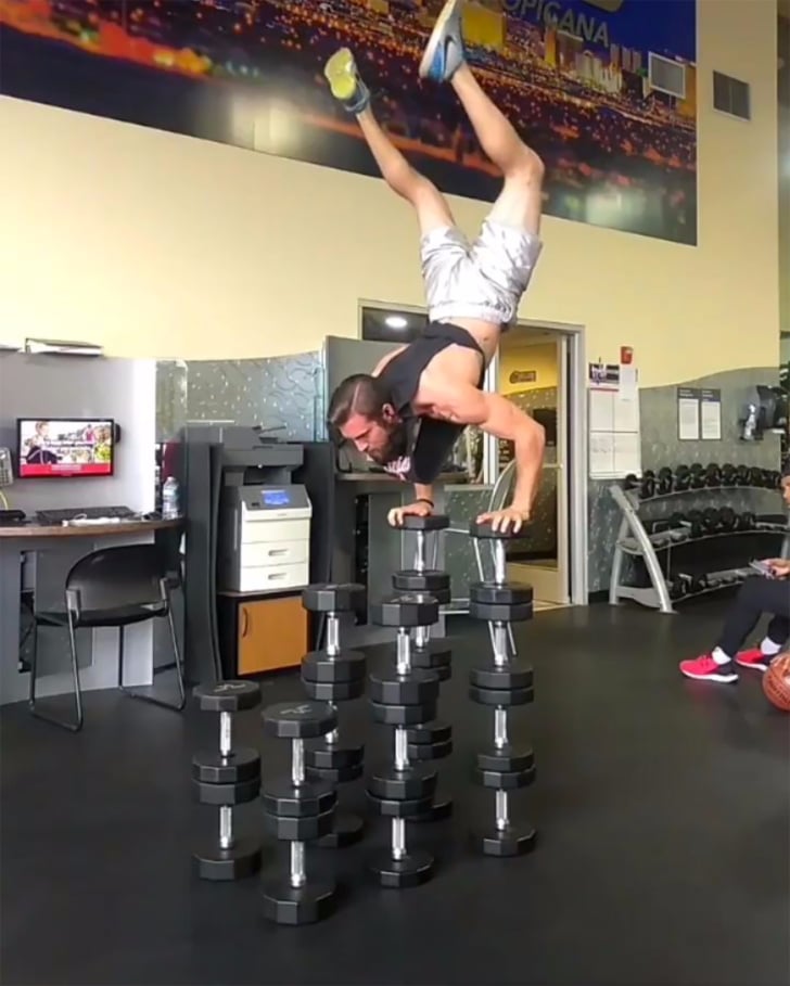 Handstands on Stacked Dumbbells Video | POPSUGAR Fitness