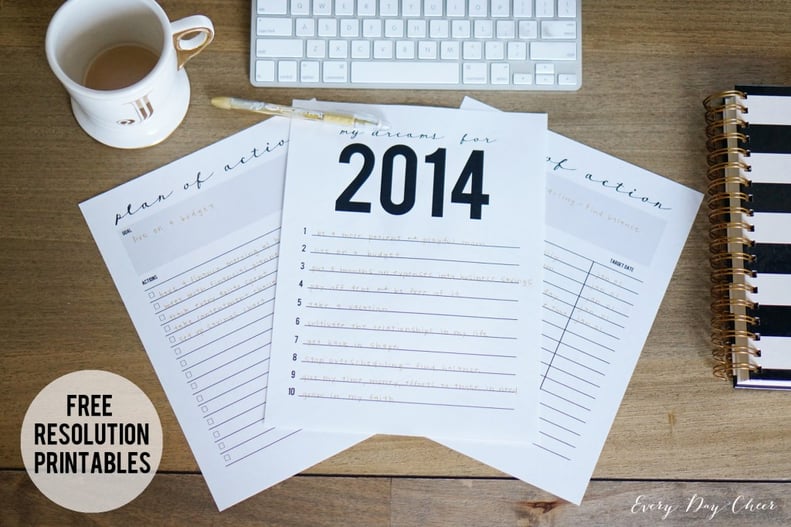 2014 New Year's Resolution Printables | POPSUGAR Smart Living