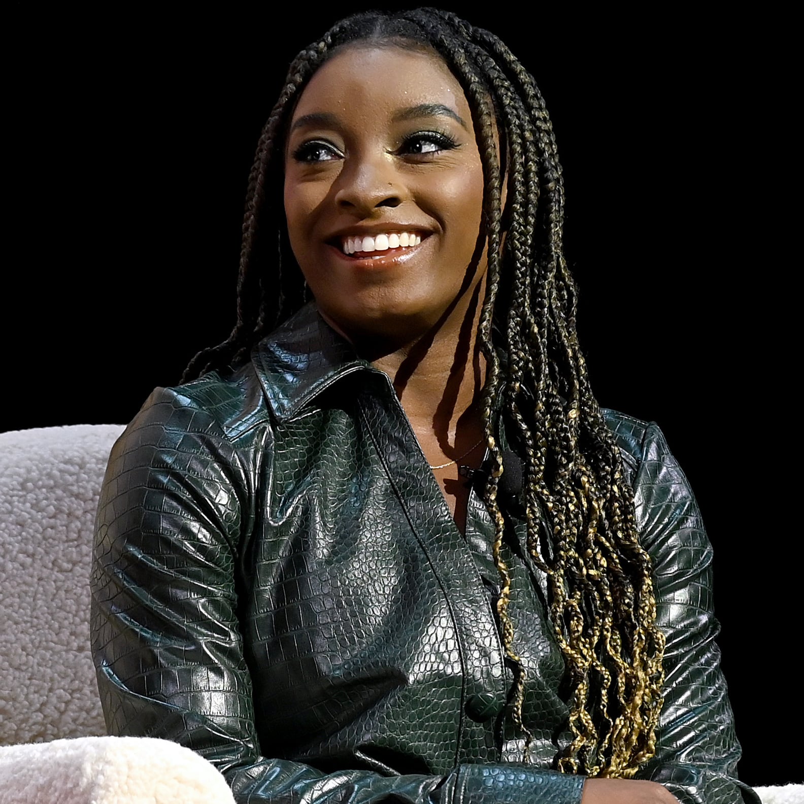Simone Biles Wears a Mint-Green Halter With Cheer Cast | PS Fashion
