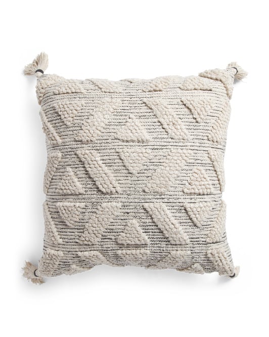 Made in India Neutral Loop Textured Pillow | Best Home Decor From TJ ...