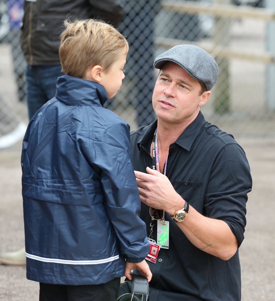 Brad Pitt and Knox at British Grand Prix 2015 Pictures | POPSUGAR ...
