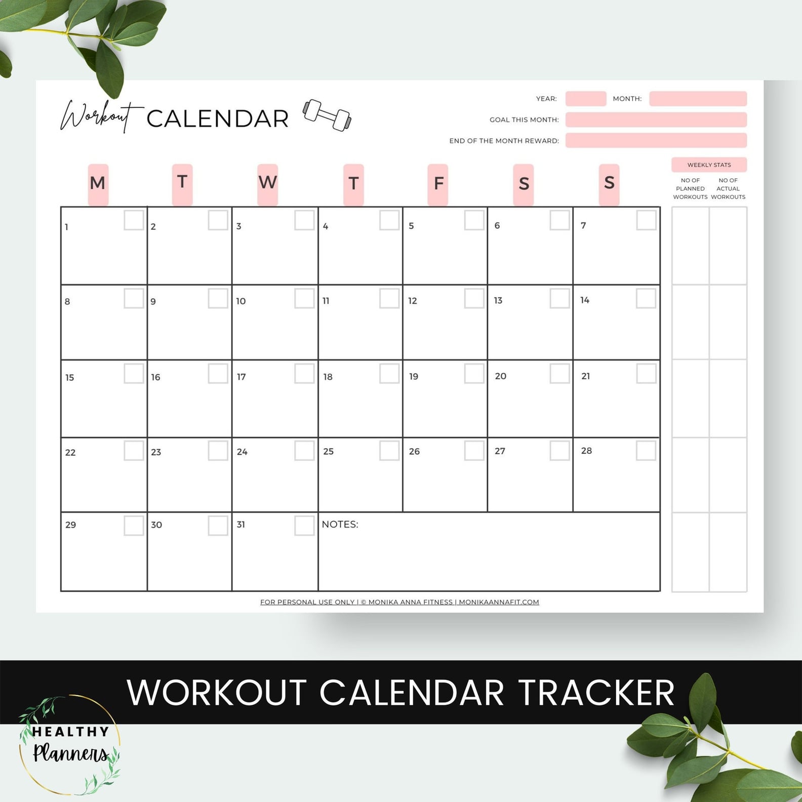 10 Printable Workout Calendars to Help You Crush Your Goals | PS Fitness