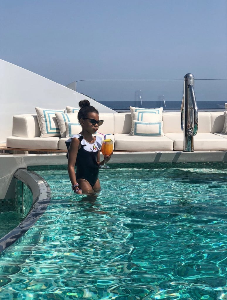 Blue Ivy Black and White Ruffled Swimsuit | POPSUGAR Fashion