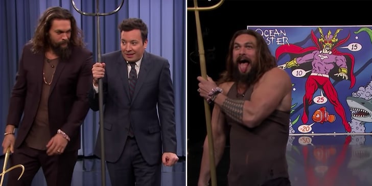 Jason Momoa Trident Throwing With Jimmy Fallon Video | POPSUGAR Celebrity