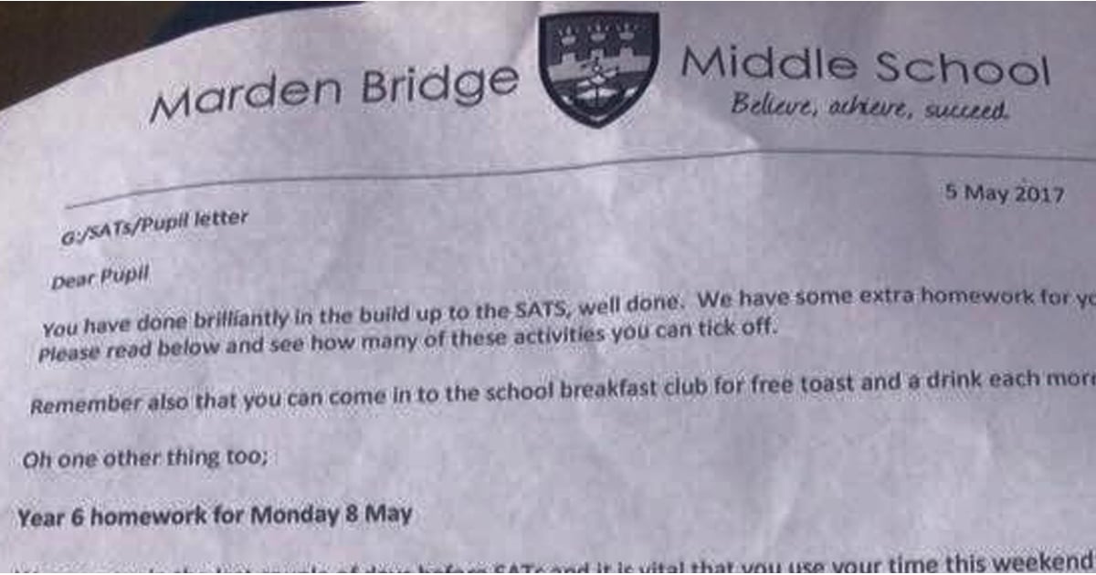 Teacher's Extra Homework Note Before Exams | POPSUGAR Family