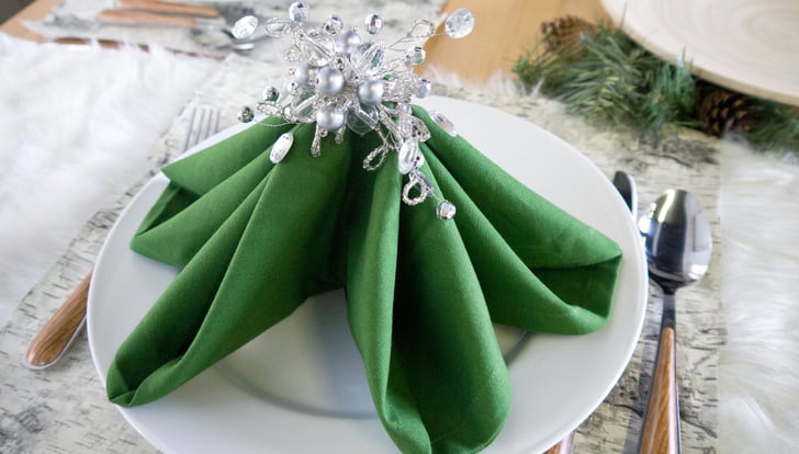 Christmas Tree Napkin Folding Tutorial | POPSUGAR Home