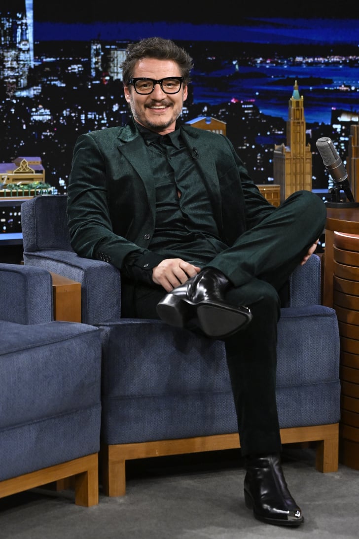 Pedro Pascal's Green Corduroy Suit | Pedro Pascal's Sparkly Cardigan ...