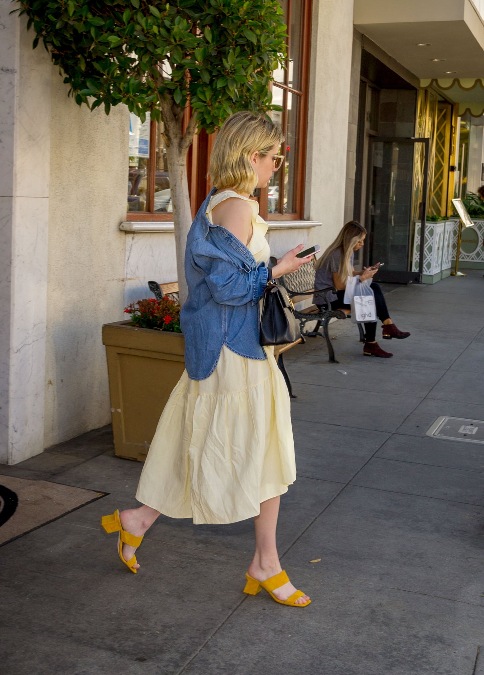 Emma Roberts Wearing Nine West Yellow Sandals | PS Fashion