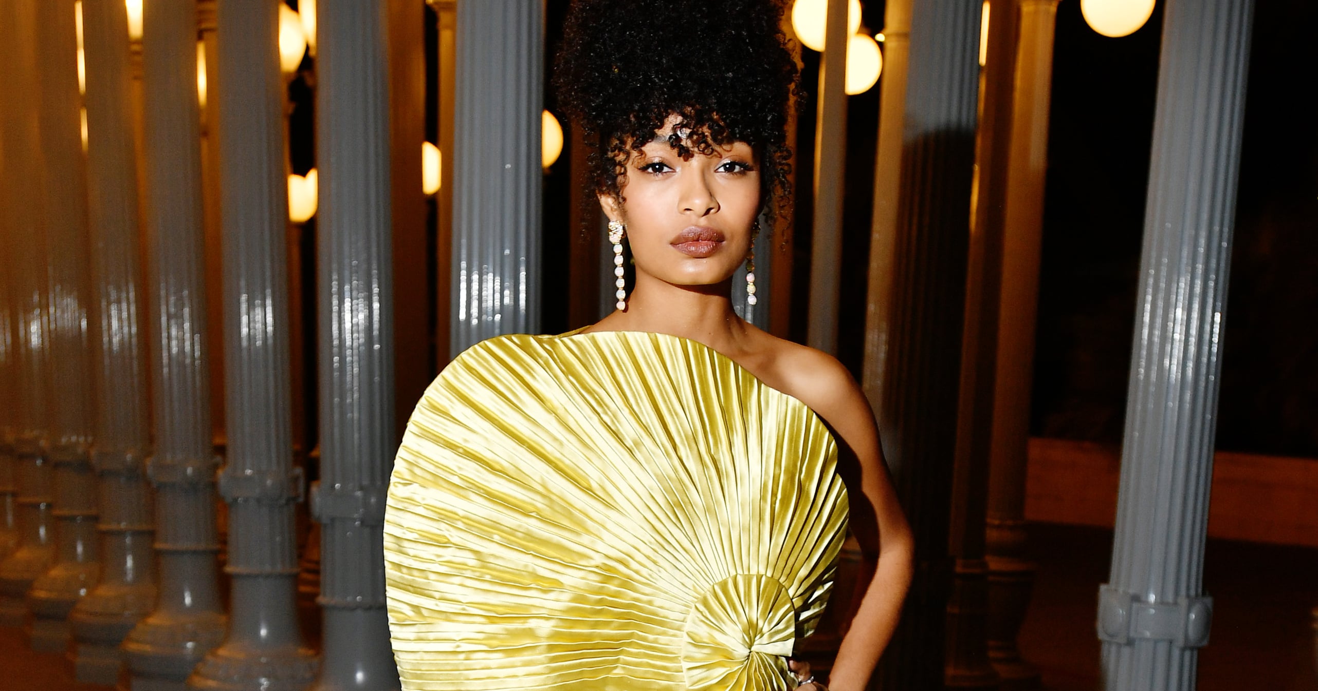 Yara Shahidi Wears Golden Gucci Gown to LACMA Art+Film Gala | PS Fashion