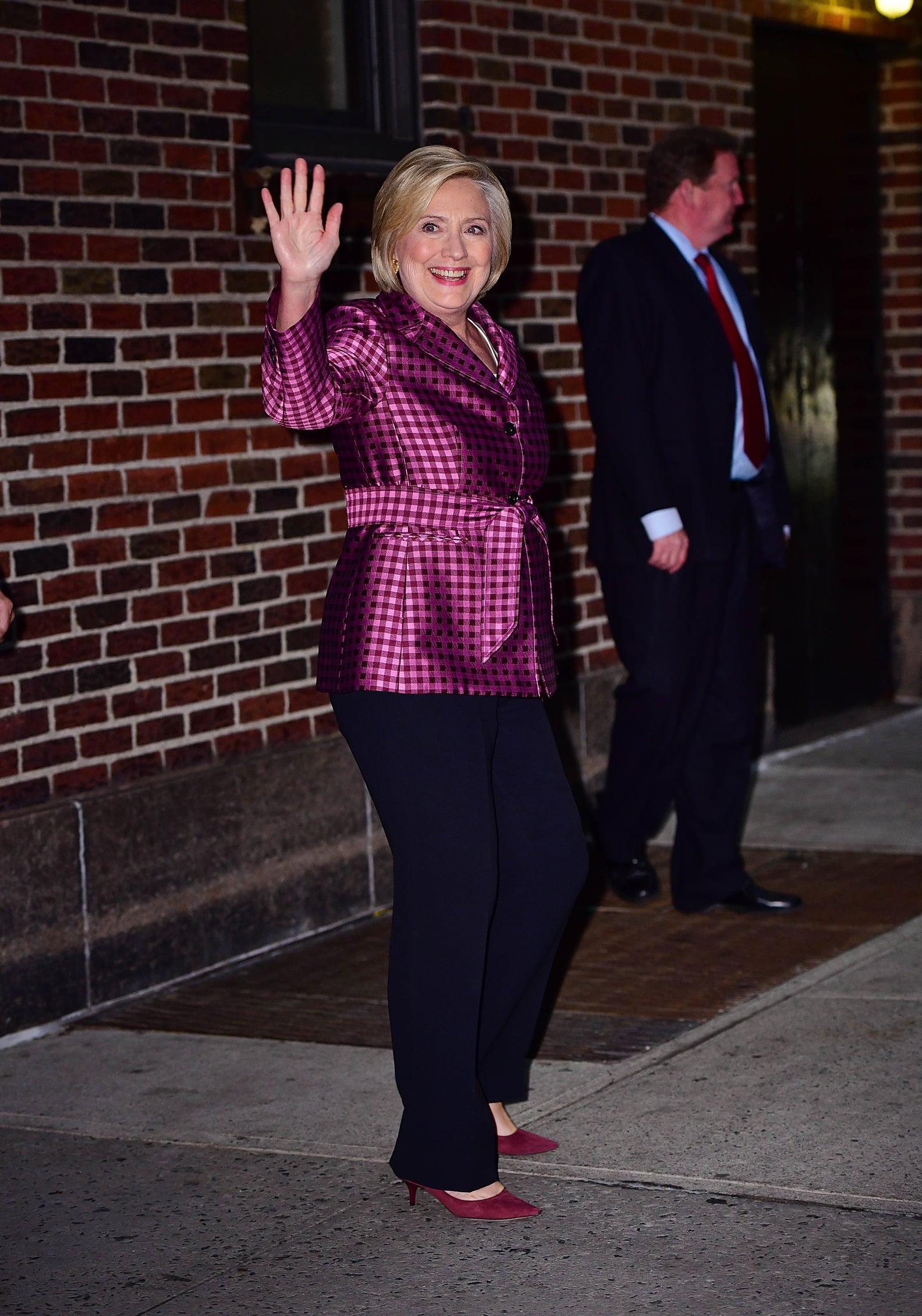 Hillary Clinton Wearing Purple Gingham Argent Blazer | PS Fashion