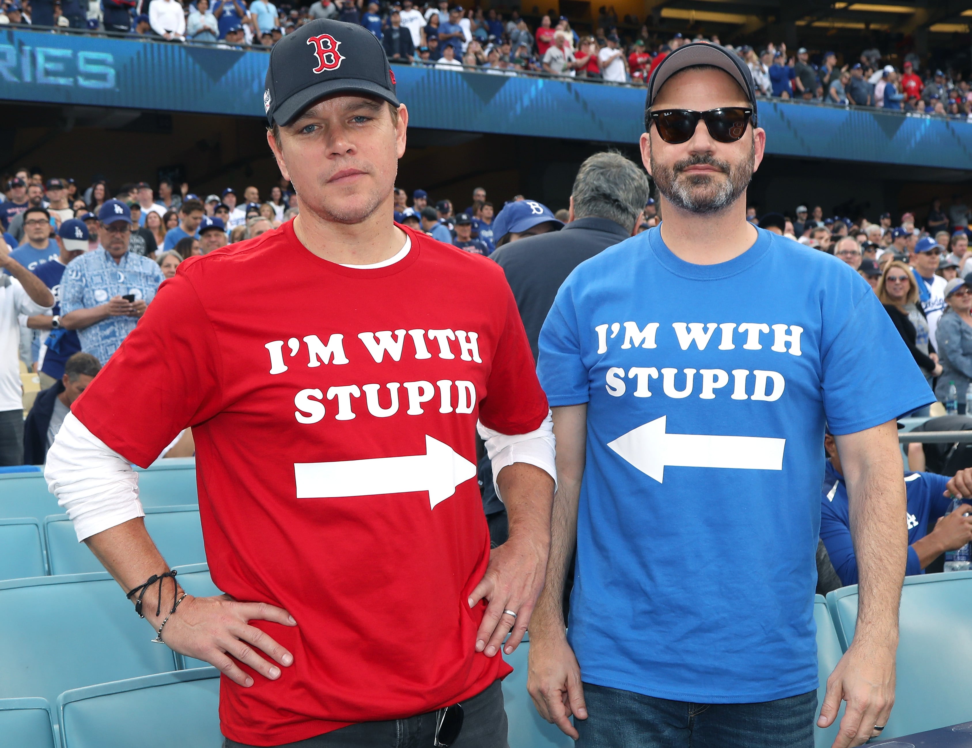 Matt Damon Jimmy Kimmel And Ben Affleck At World Series Ps Celebrity