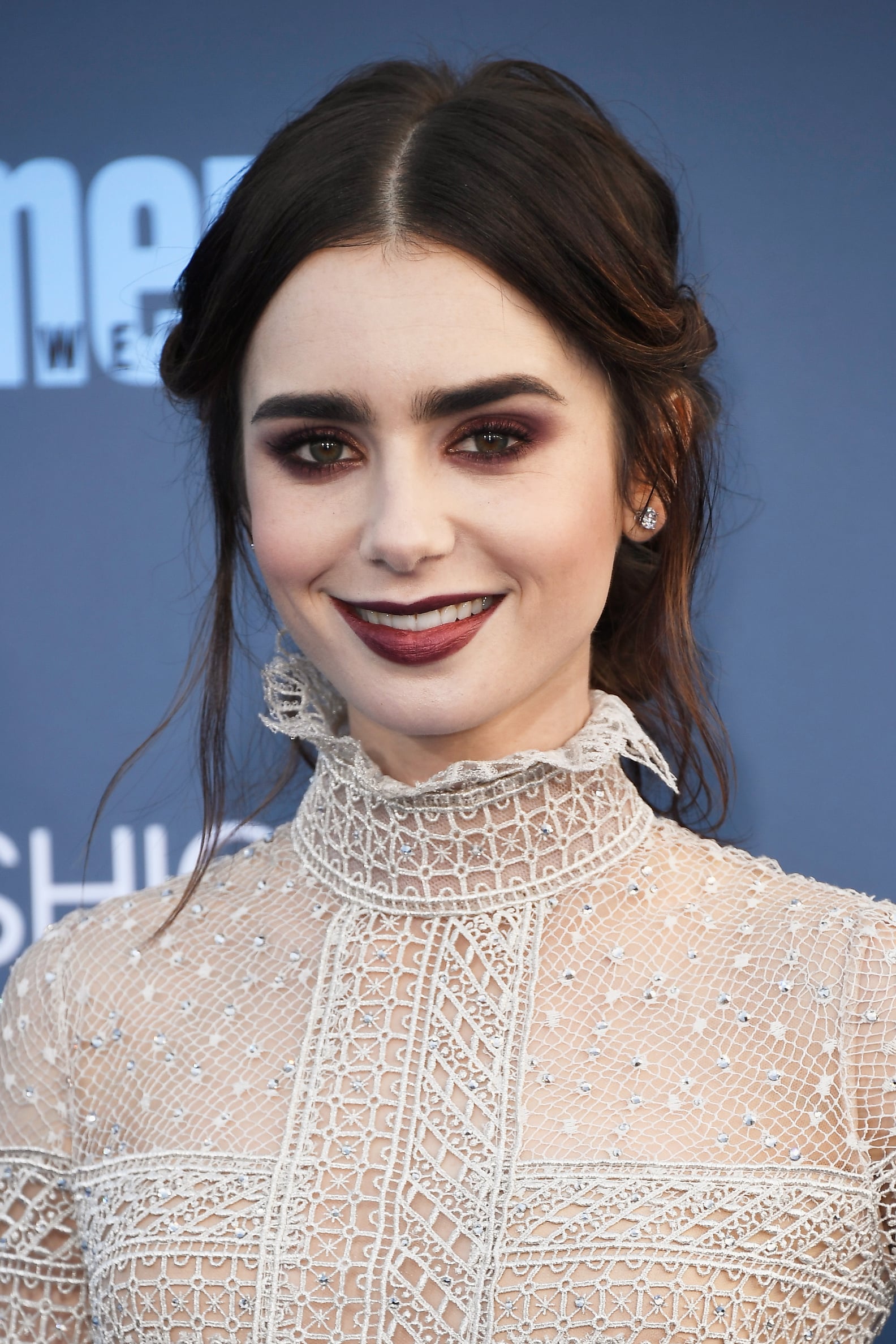 Lily Collins' Makeup and Hair at 2017 Critics' Choice Awards | PS Beauty
