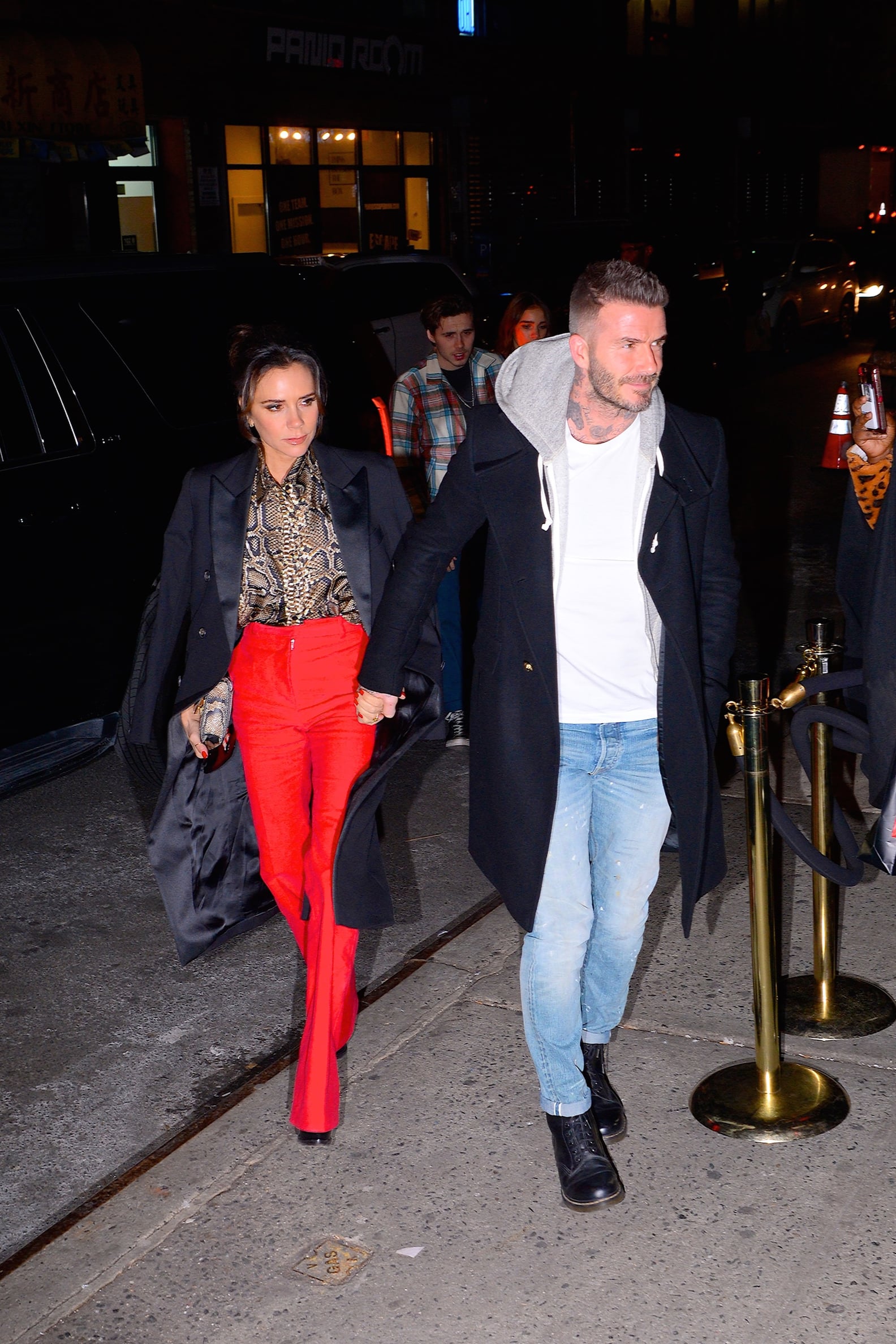 Victoria Beckham Red Pants and Snakeskin Blouse January 2019 | PS Fashion