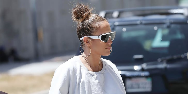 J Lo's Ultracropped White T-Shirt in Tattoo Selfie | POPSUGAR Fashion